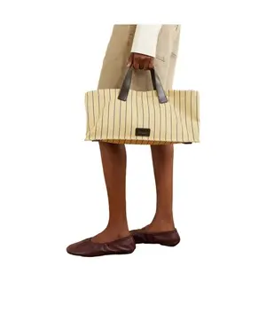 Staud Leather-trimmed Striped Canvas Tote