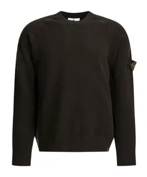Stone Island Logo-patch Raglan-sleeve Sweater - Black