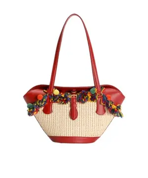 Dolce & Gabbana Raffia Coffa Capri Bag - Red