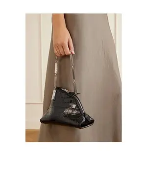 Attico Asymmetric Croc-effect Leather Clutch