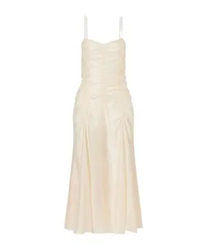 Khaite Ruched Silk-blend Midi Dress - Nude