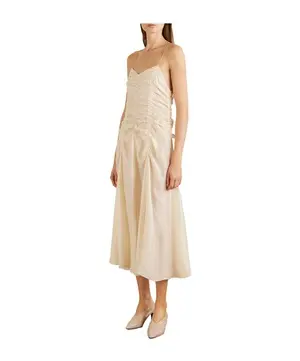 Khaite Ruched Silk-blend Midi Dress