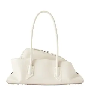 Attico Small Asymmetric Leather Shoulder Bag - White