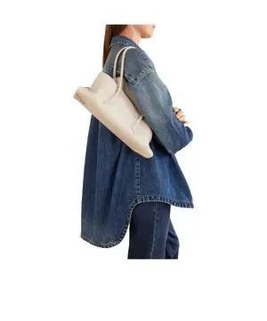 Attico Small Asymmetric Leather Shoulder Bag - White