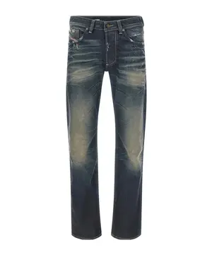 DIESEL® Belt-loop Jeans With Vintage Wash And Distressed Details - Black