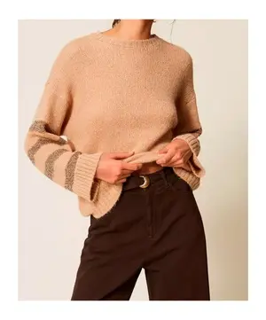 TWINSET Striped Blend Sweater With Sequin Embellishments