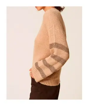 TWINSET Striped Blend Sweater With Sequin Embellishments