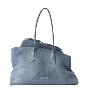 Attico Medium Asymmetric Denim Shoulder Bag - Blue