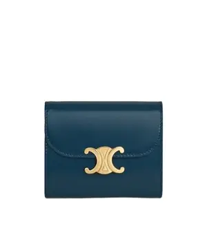 Celine Small Triomphe Flap Wallet - Blue-green