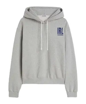 JIL SANDER Logo-print Jersey Hoodie - Gray