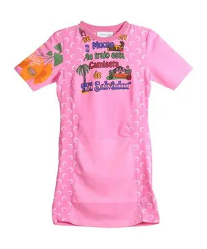 MARINE SERRE Graphic-print Mini Dress - Pink
