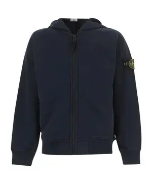 Stone Island Badge Logo' Hoodie - Blue
