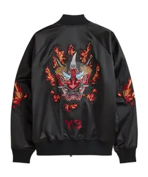 Y3 Embroidered Graphic Satin Souvenir Jacket