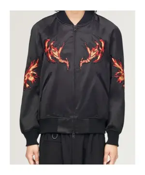 Y3 Embroidered Graphic Satin Souvenir Jacket