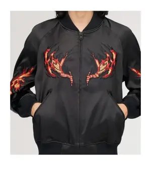 Y3 Embroidered Graphic Satin Souvenir Jacket