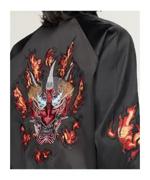 Y3 Embroidered Graphic Satin Souvenir Jacket