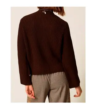 TWINSET Ribbed Mock Neck Button Detailed Long Sleeve Jumper