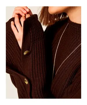 TWINSET Ribbed Mock Neck Button Detailed Long Sleeve Jumper