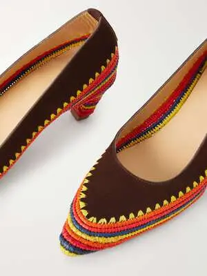 Gabriela Hearst Peggy 50 Crocheted Suede Pumps