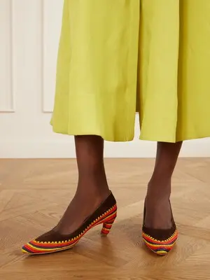 Gabriela Hearst Peggy Crocheted Suede Pumps