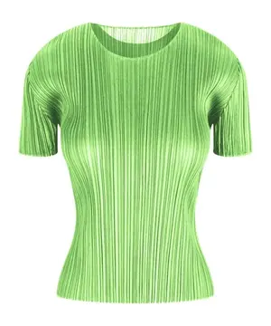 PLEATS PLEASE BY ISSEY MIYAKE Pleats Please Issey Miyake Pleated Crewneck Top - Green