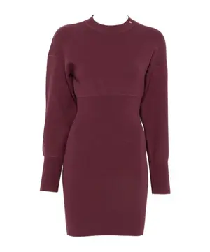 ANINE BING Imane Ribbed-knit Long-sleeve Mini Dress - Red