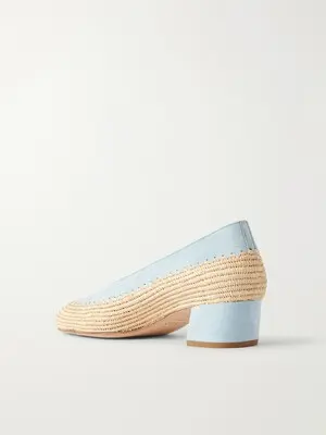 Gabriela Hearst Crocheted Suede Block Heel Pumps - Blue