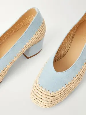 Gabriela Hearst Crocheted Suede Block Heel Pumps - Blue