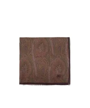 Etro Paisley Printed Frayed-edge Scarf - Brown