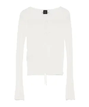 Pinko Ribbed Front Tie Jumper - White