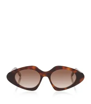 Loewe Tortoiseshell Triangle Slim Sunglasses - Brown