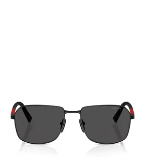 Prada Metal Rectangle Sunglasses - Black