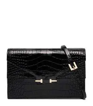 TOM FORD Small Croc-embossed Leather Bag - Black