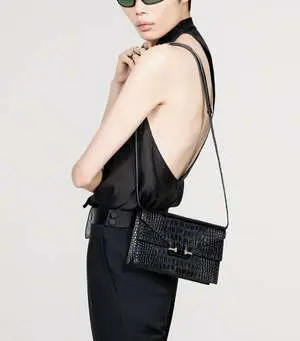 TOM FORD Small Croc-embossed Leather Bag