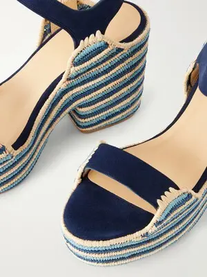 Gabriela Hearst Dardis Crocheted Suede Platform Sandals