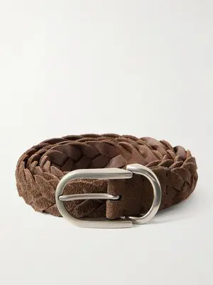 Brunello Cucinelli Woven Suede Belt - Brown