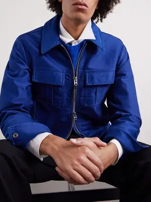 TOM FORD Slim-fit Cotton-satin Blouson Jacket - Blue