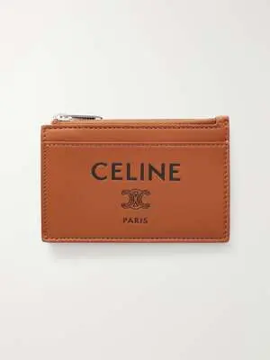 Celine Logo-debossed Leather Cardholder - Brown