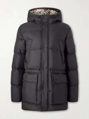 Burberry Hooded Wool-trimmed Quilted Shell Down Jacket - Black