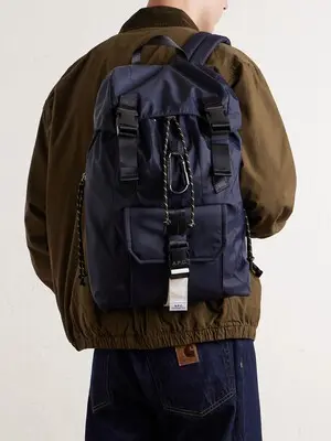 A.p.c. Logo-print Rip-stop Shell Backpack - Blue