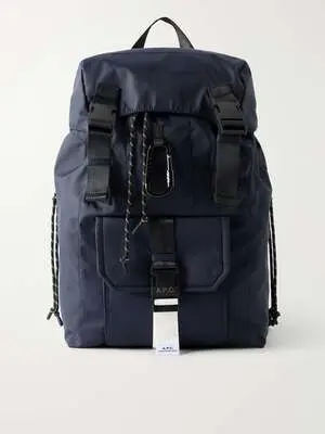 A.p.c. A.P.C. Logo-Print Rip-Stop Shell Backpack Navy