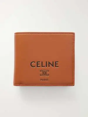 Celine Logo-debossed Leather Billfold Wallet - Brown