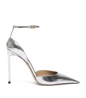 TOM FORD Metallic Leather Vertigo Mules 105 - Silver