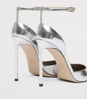 TOM FORD Metallic Leather Vertigo Mules 105 - Silver