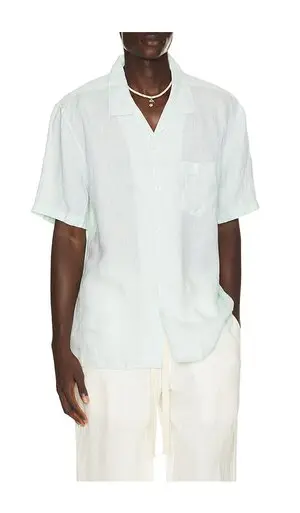 J. Lindeberg Elio Linen Shirt In Green - Bay