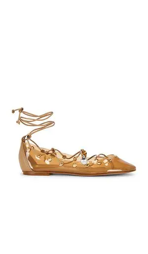 Farm Rio Sea Lace Up Jelly Ballerina Flat In Brown - Toffee