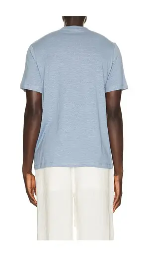 Onia Stretch Linen Crewneck Tee Shirt In Blue - Soft Blue