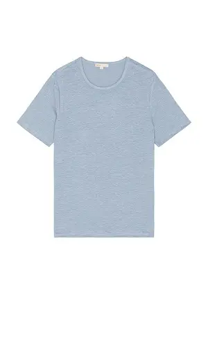 Onia Stretch Linen Crewneck Tee Shirt In Blue - Soft Blue