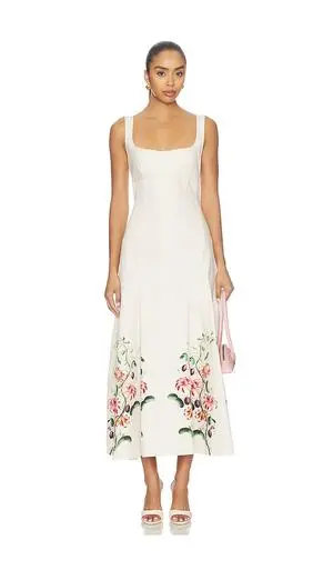 Clea Charlie Pleat Dress In Cream - Passiflora
