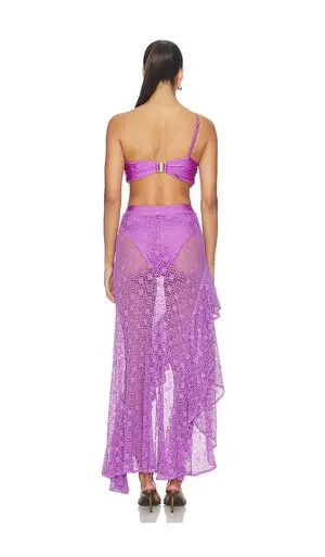 PatBO Sirena Mesh Flower Maxi Dress In Lavender